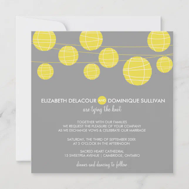 Yellow Hanging Paper Lanterns Wedding Invitation | Zazzle