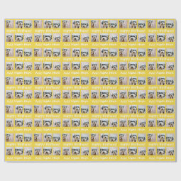 Yellow Happy Birthday Name 6 Square Photo Collage Wrapping Paper | Zazzle
