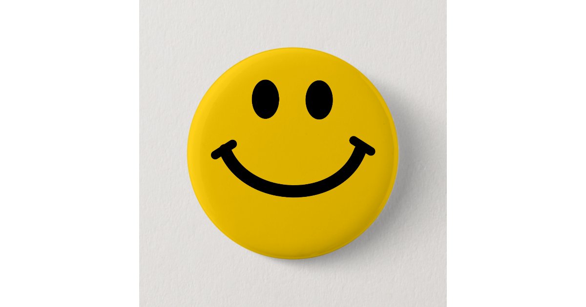Yellow Happy Face badge button | Zazzle