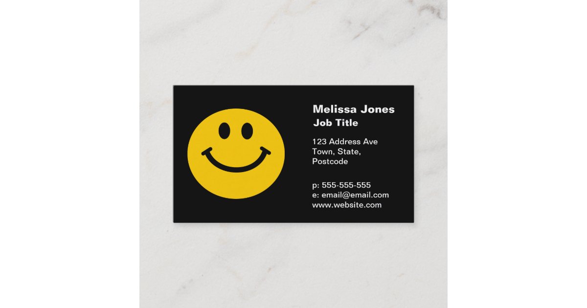 Yellow Happy Face Business Card | Zazzle