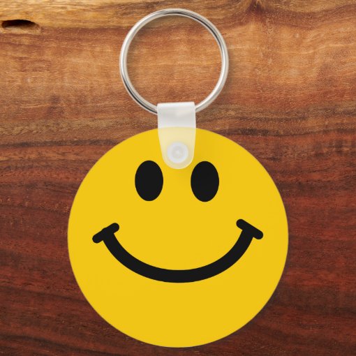 Yellow happy face keychain | Zazzle