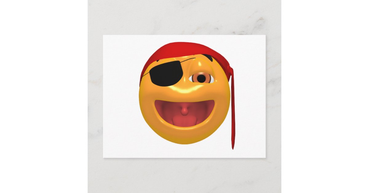 Yellow happy pirate wearing a eye patch postcard | Zazzle