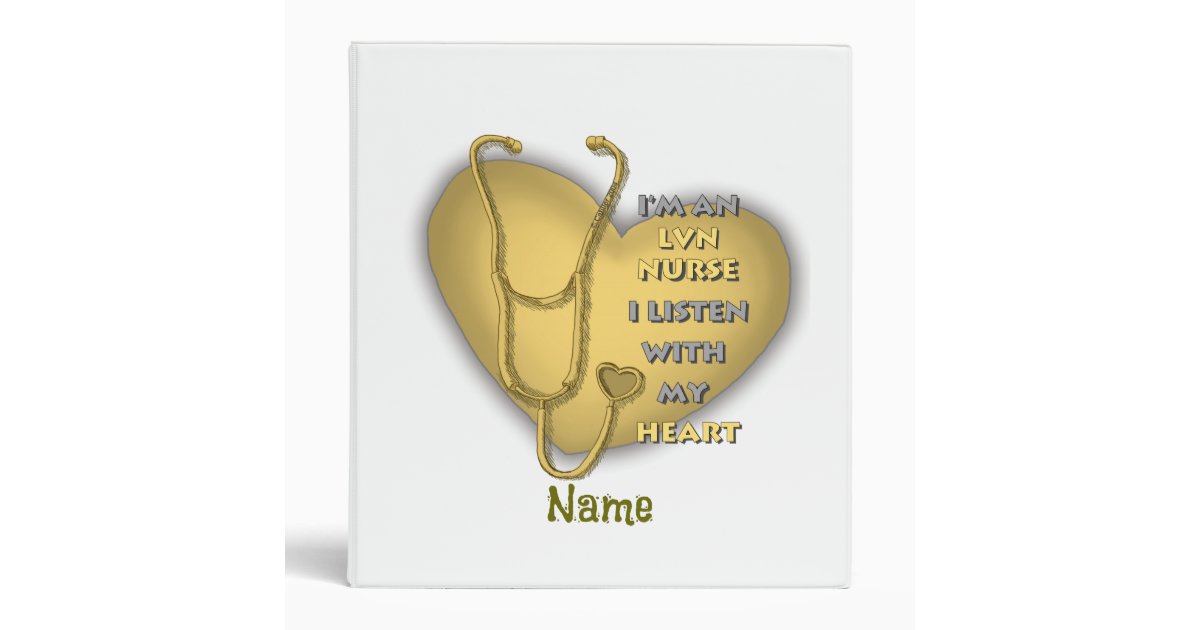 Yellow Heart LVN Nurse binder | Zazzle