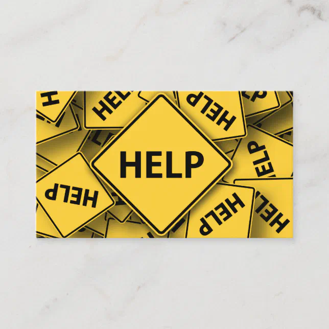 Yellow Help Sign - Business Card | Zazzle