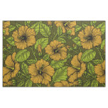 Tropical Hibiscus Flower Yellow Black Patterned Fabric | Zazzle