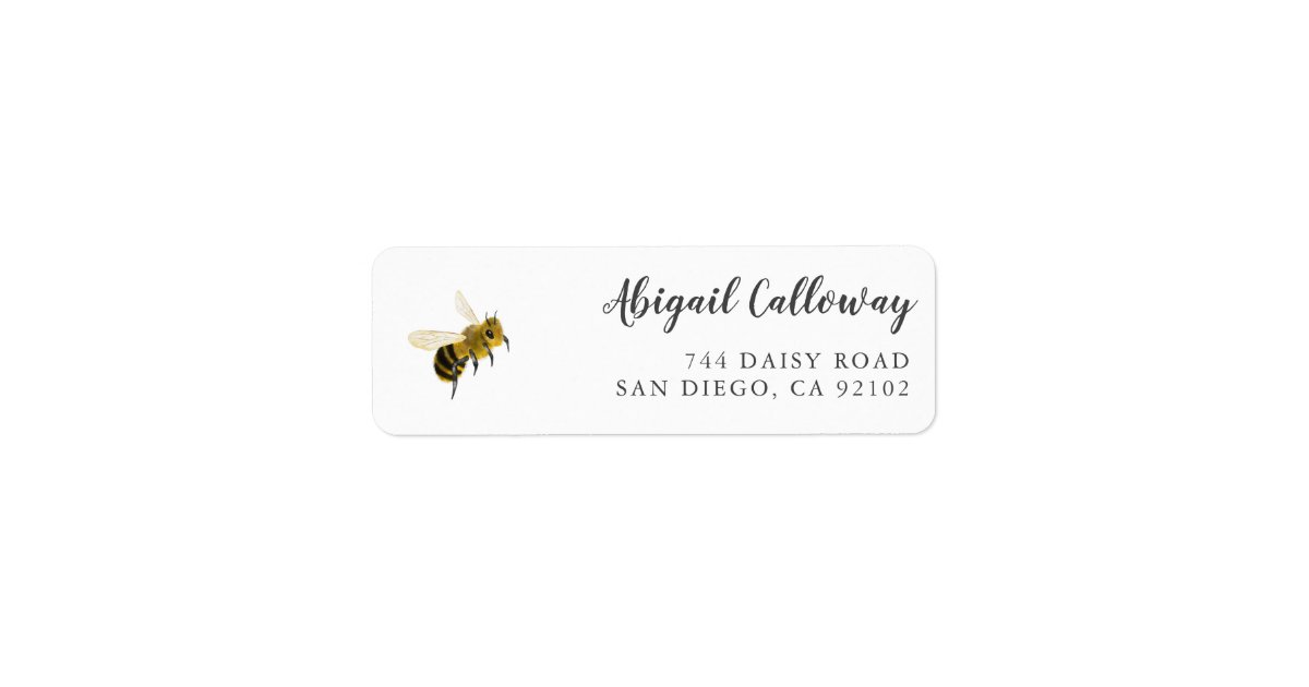 Yellow Honey Bee Return Address Label | Zazzle