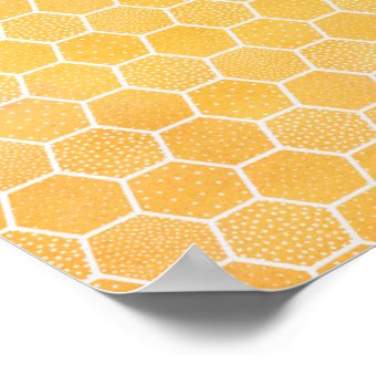 Yellow Honeycomb Geometric Art Poster | Zazzle