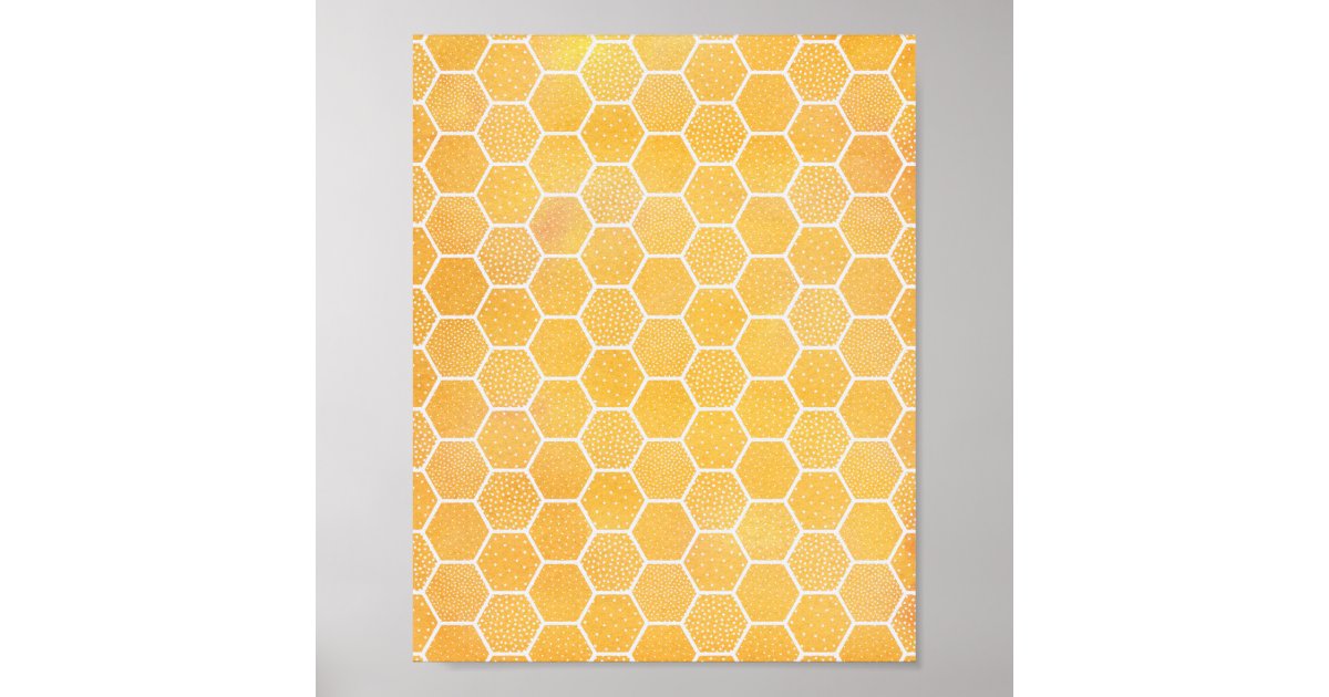 Yellow Honeycomb Geometric Art Poster | Zazzle