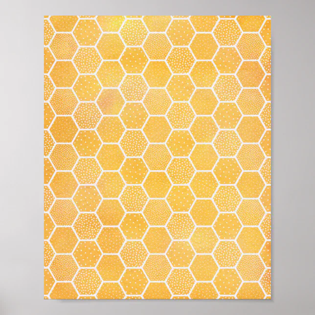 Yellow Honeycomb Geometric Art Poster | Zazzle