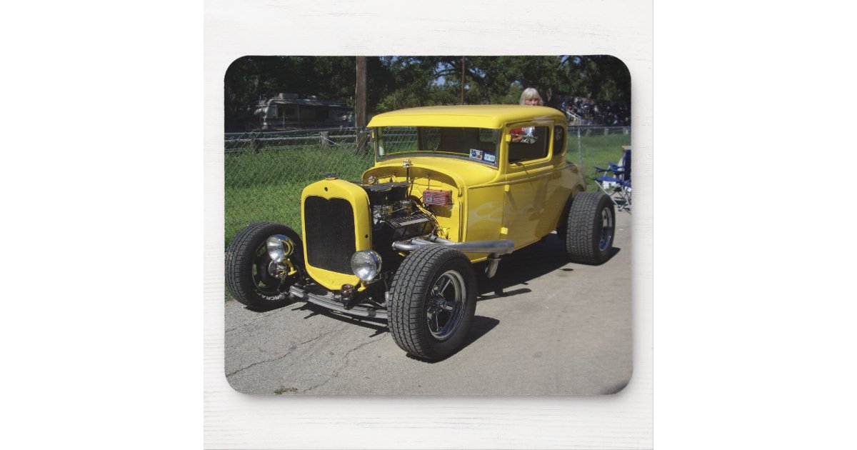 Yellow Hot Rod Mouse Pad | Zazzle