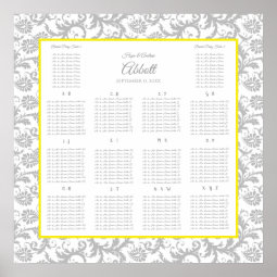 Yellow Iris and Gray Seating Chart Alphabetical | Zazzle