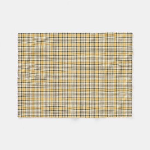 Yellow, Ivory and Black Plaid Fleece Blanket | Zazzle