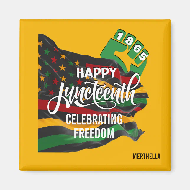 Yellow JUNETEENTH African American Flag Magnet | Zazzle