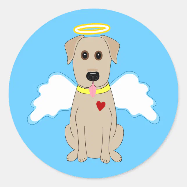 Yellow Lab Angel Dog Classic Round Sticker | Zazzle