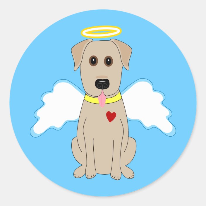 Yellow Lab Angel Dog Classic Round Sticker | Zazzle.com