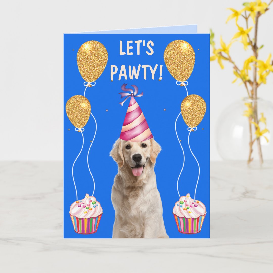 Yellow Lab Birthday Pawty Card | Zazzle