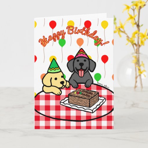 Yellow Lab & Black Lab Birthday Card | Zazzle