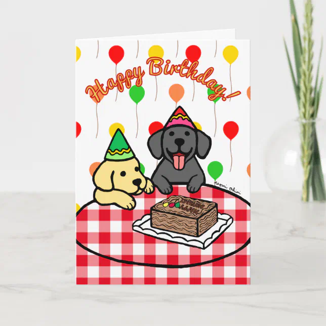 Yellow Lab & Black Lab Birthday Card | Zazzle