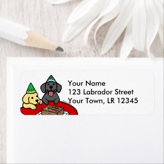Yellow Lab & Black Lab Birthday Label | Zazzle