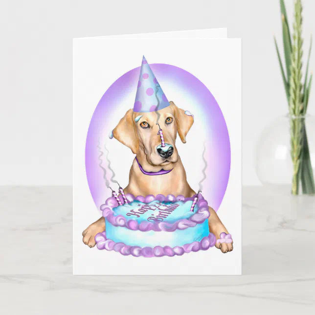Yellow Lab Cake Face Birthday Card | Zazzle