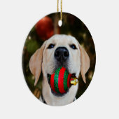 Yellow lab Christmas ball Ceramic Ornament | Zazzle