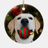 Yellow lab Christmas ball Ceramic Ornament | Zazzle