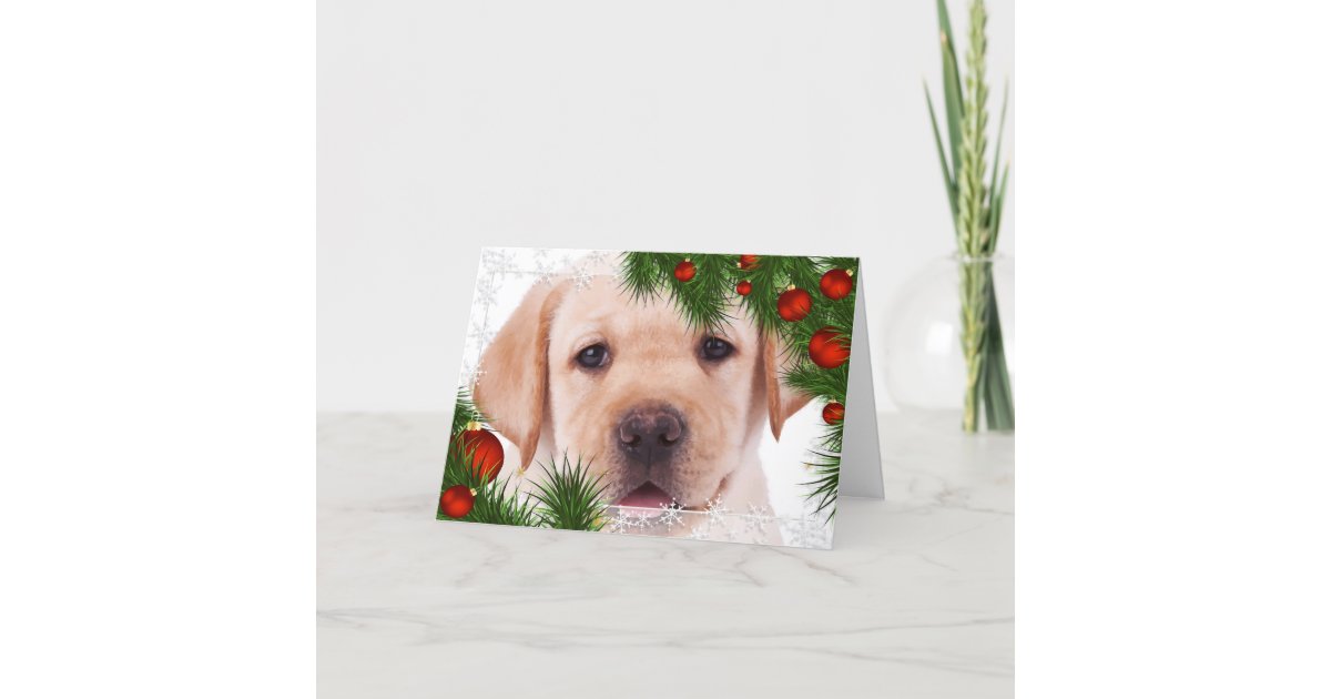 Yellow Lab Christmas Card- Cute Dog Puppy Labrador Holiday Card | Zazzle