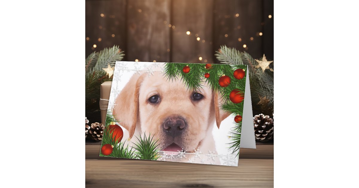 Yellow Lab Christmas Card- Cute Dog Puppy Labrador Holiday Card | Zazzle