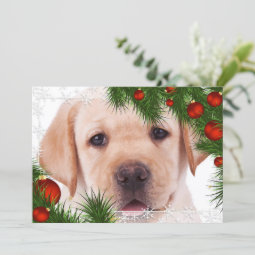 Yellow Lab Christmas Card- Cute Dog Puppy Labrador Holiday Card | Zazzle