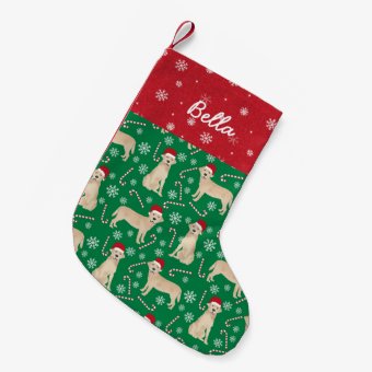 Yellow Lab Christmas dog custom name Small Christmas Stocking | Zazzle