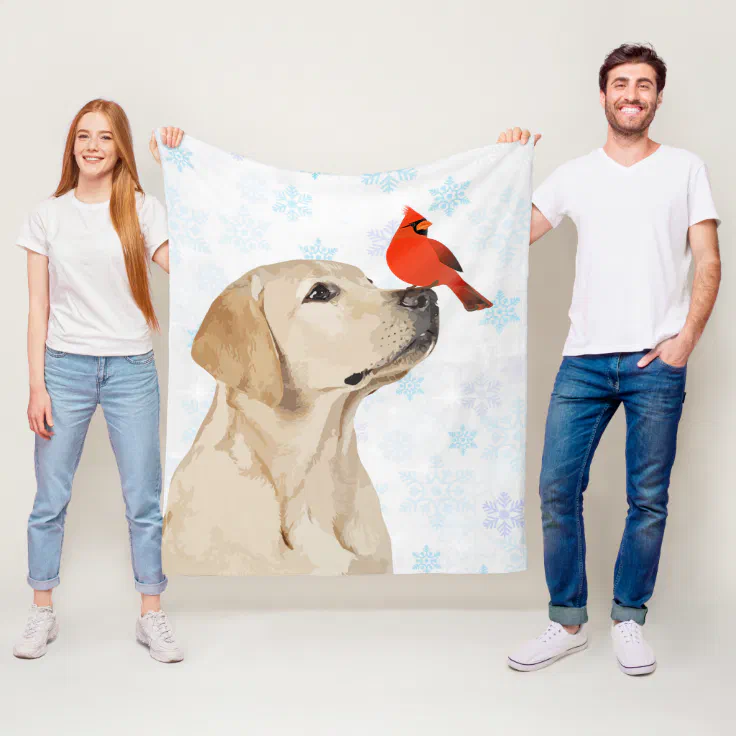 Yellow Lab Christmas Dog Labrador Fleece Blanket | Zazzle