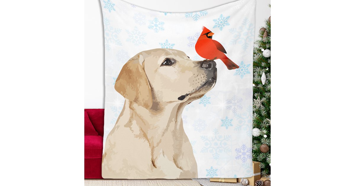 Yellow Lab Christmas Dog Labrador Fleece Blanket | Zazzle