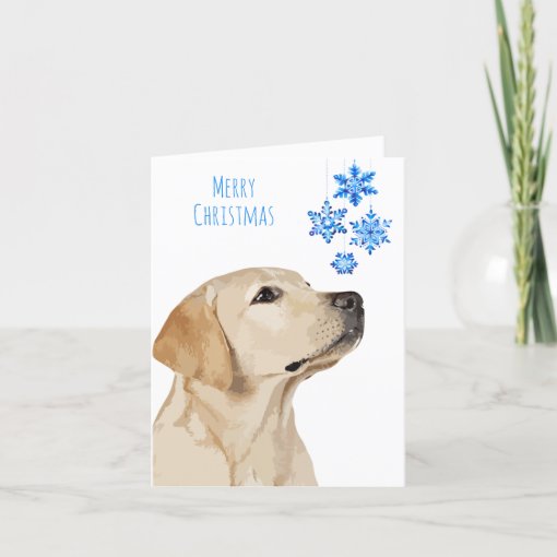 Yellow Lab Christmas Snowflakes Cute Dog Labrador Holiday Card | Zazzle