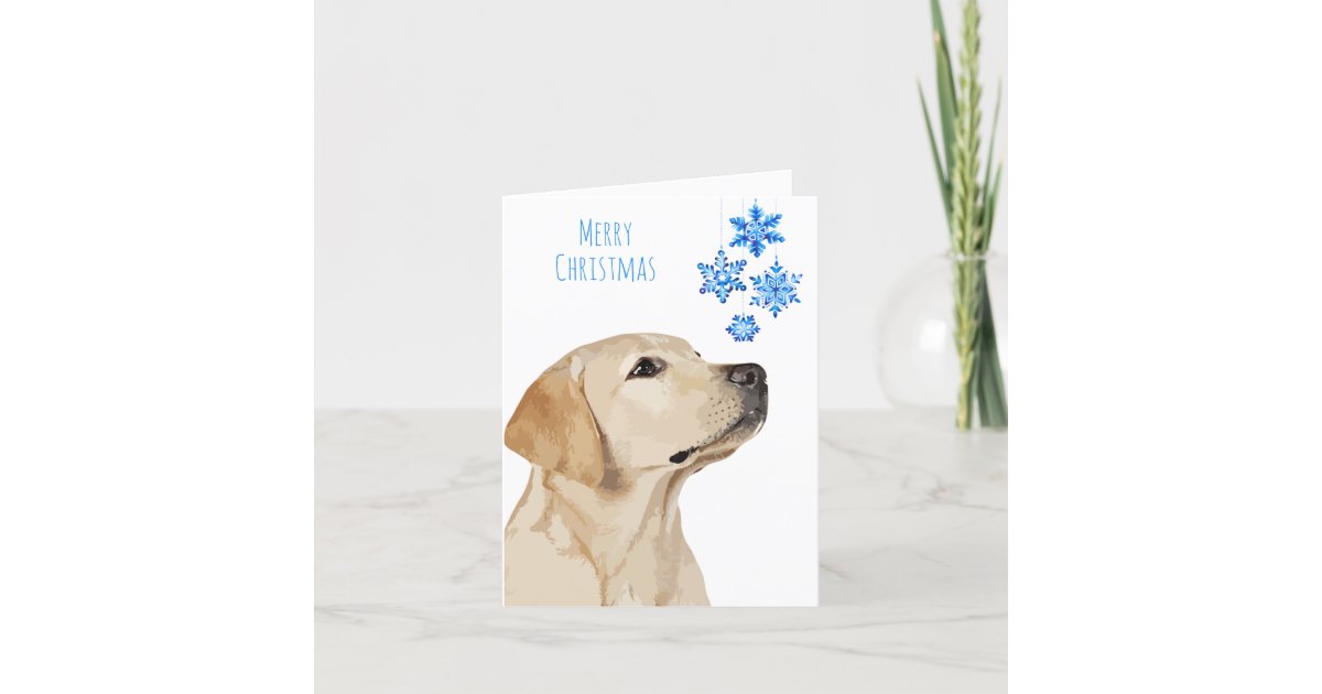 Yellow Lab Christmas Snowflakes Cute Dog Labrador Holiday Card | Zazzle
