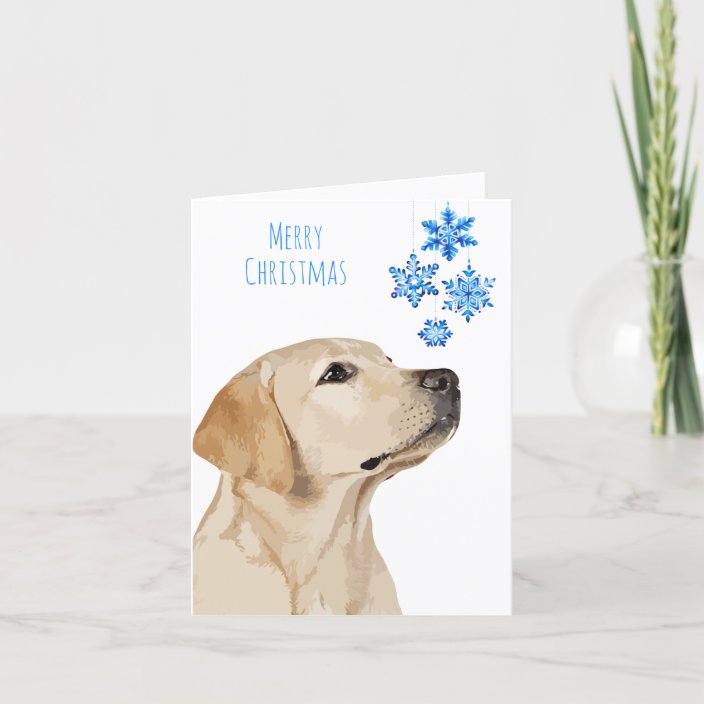 Yellow Lab Christmas Snowflakes Cute Dog Labrador Holiday Card | Zazzle.com