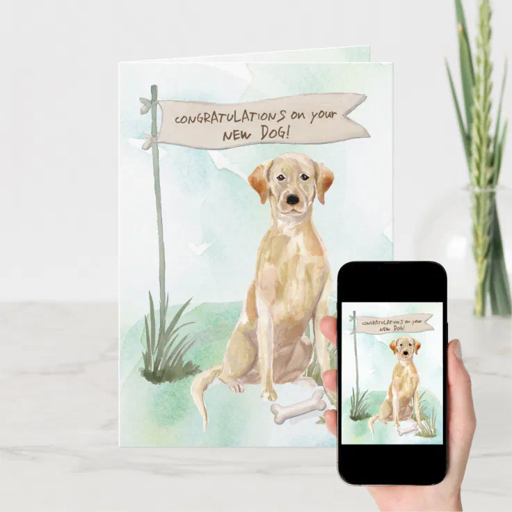 Yellow Lab Congratulations on New Dog Card | Zazzle