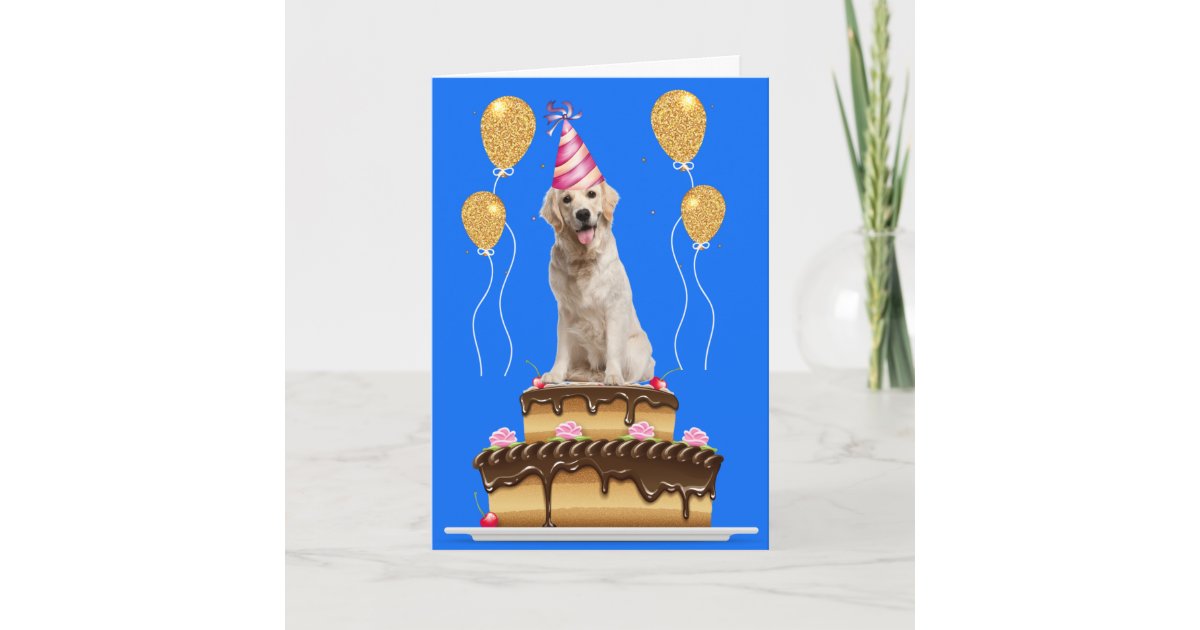 Yellow Lab Dog And Birthday Cake Card | Zazzle