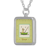 Yellow Lab Fishing Dragonflies Personalized Silver Plated Necklace | Zazzle