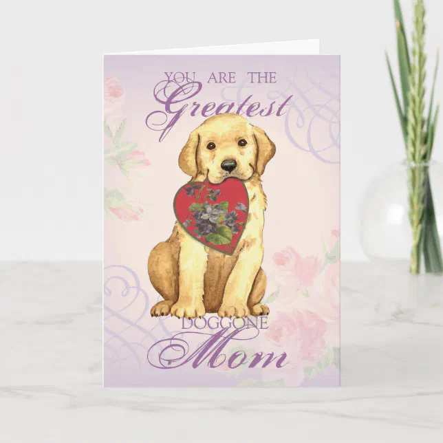 Yellow Lab Heart Mom Card | Zazzle