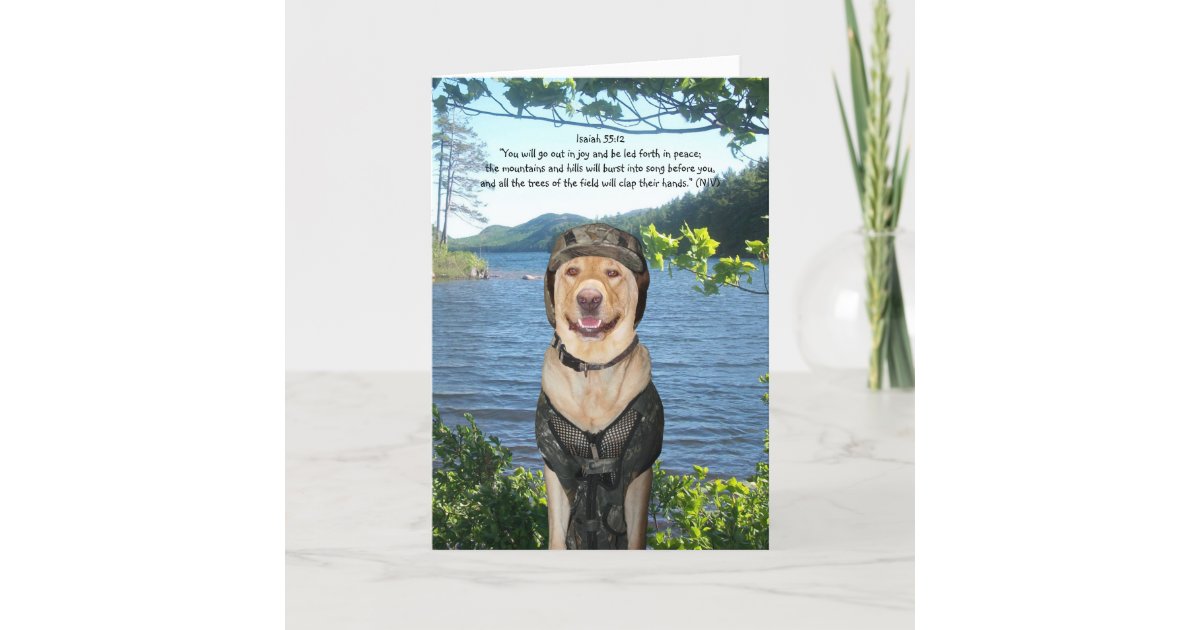 Yellow Lab in Camo Birthday for Outdoorsman Card | Zazzle