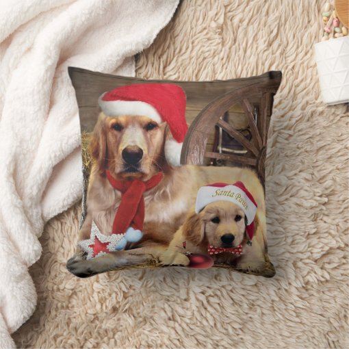 Yellow Lab Merry Christmas Holiday Pillows | Zazzle