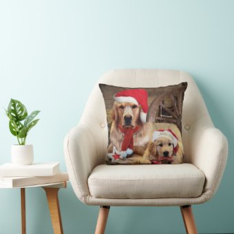 Yellow Lab Merry Christmas Holiday Pillows | Zazzle