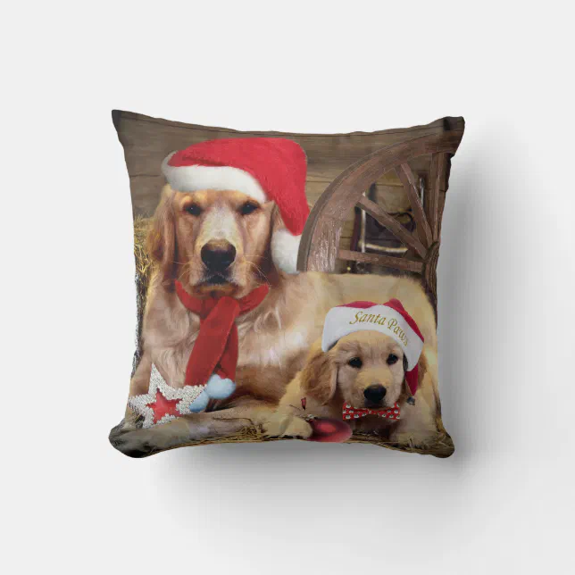 Yellow Lab Merry Christmas Holiday Pillows | Zazzle