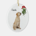 Yellow Lab Mistletoe Christmas Ornament | Zazzle