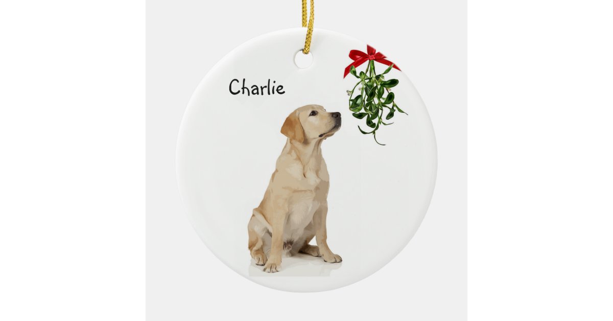 Yellow Lab Mistletoe Christmas Ornament | Zazzle