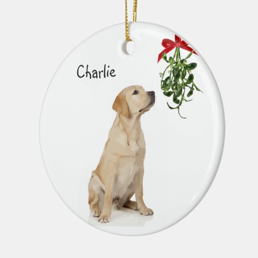 Yellow Lab Mistletoe Christmas Ornament | Zazzle