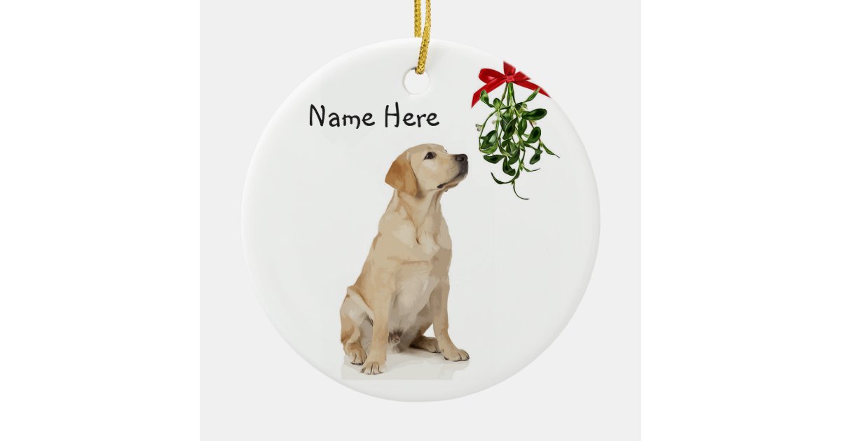 Yellow Lab Mistletoe Christmas Ornament | Zazzle