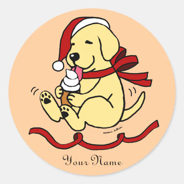 Yellow Lab Puppy Christmas Cartoon Stickers | Zazzle