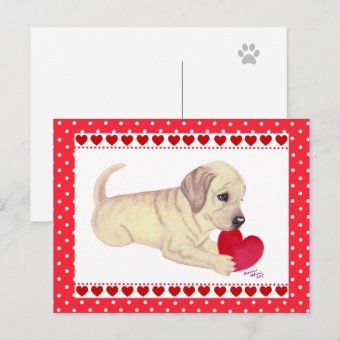 Yellow Lab Puppy Valentine's Day card | Zazzle