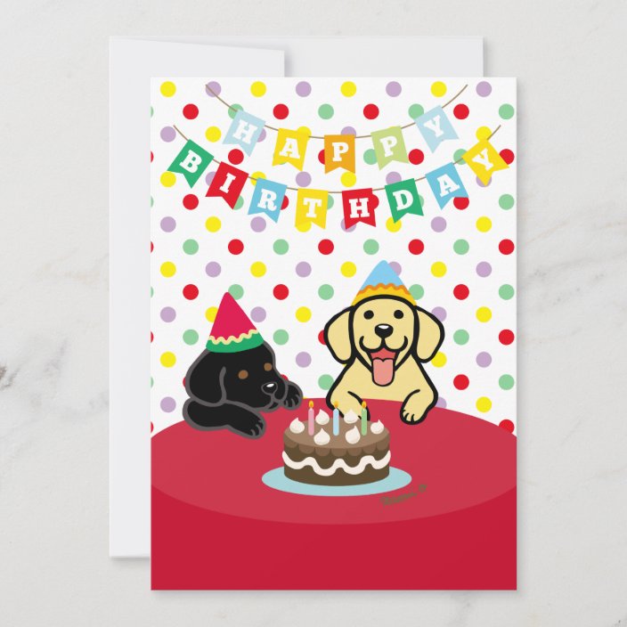 Yellow Labrador and Black Labrador Birthday Party Invitation | Zazzle.com